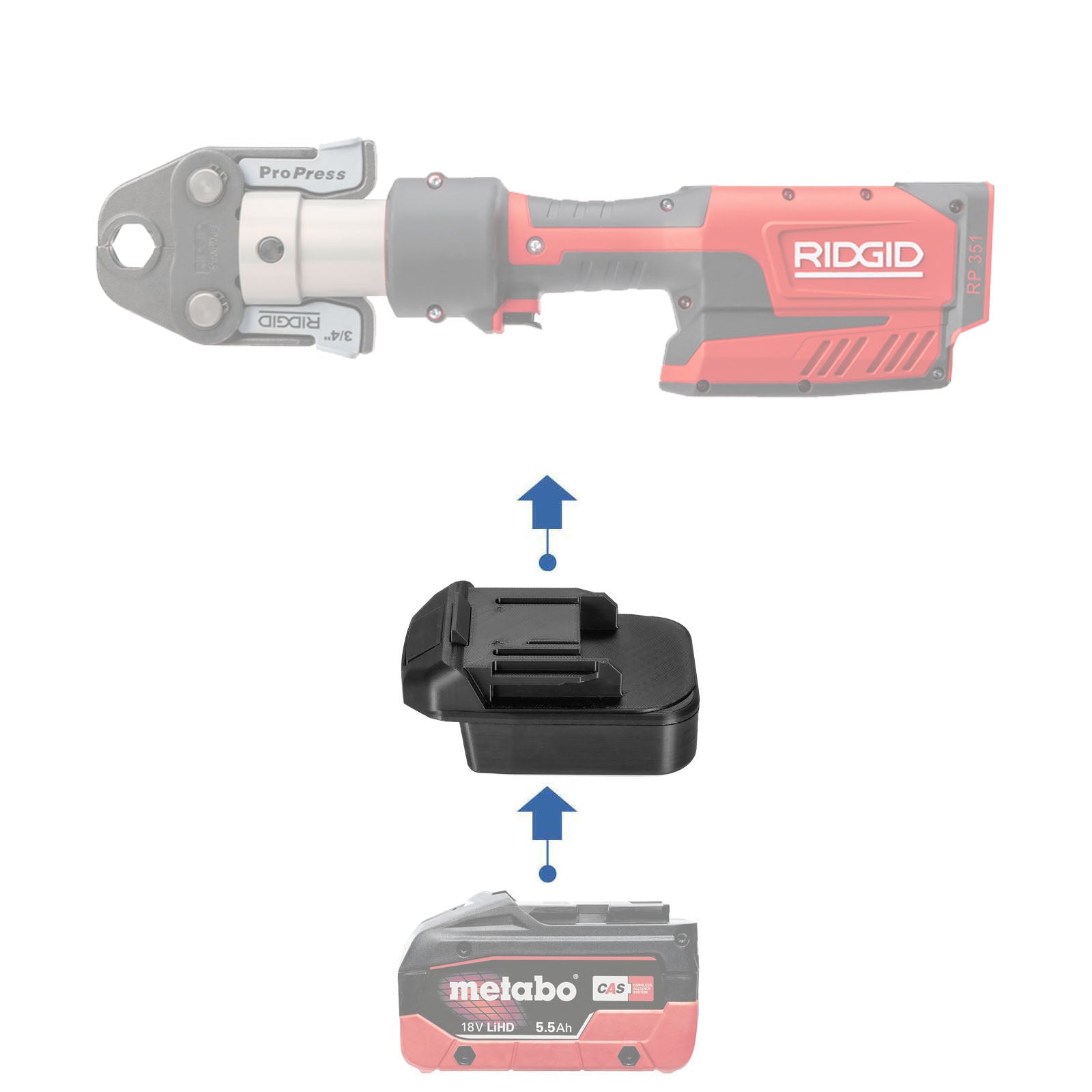 Metabo 18V CAS to RIDGID Red Battery Adapter – Plumbing Tools – Power ...