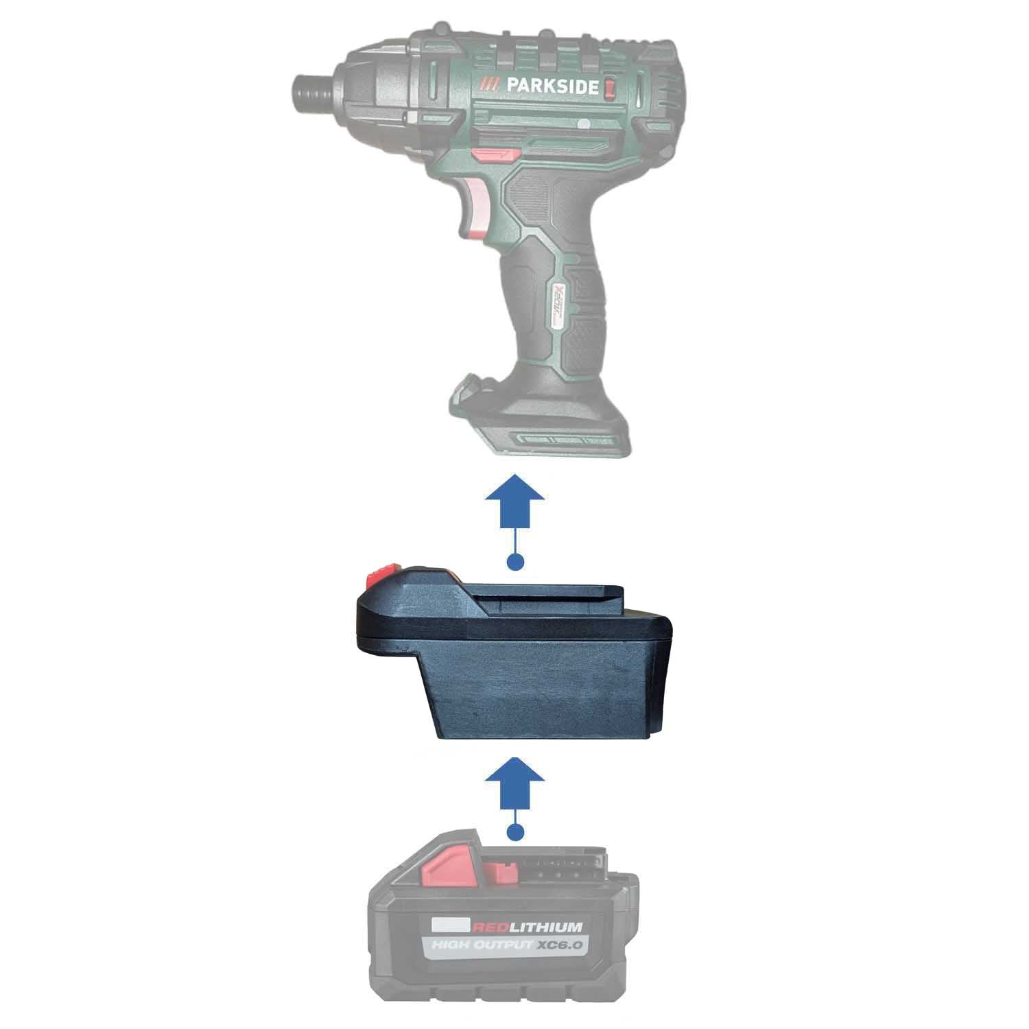 Milwaukee 18V to PARKSIDE X20V Battery Adapter – Power Tools Adapters